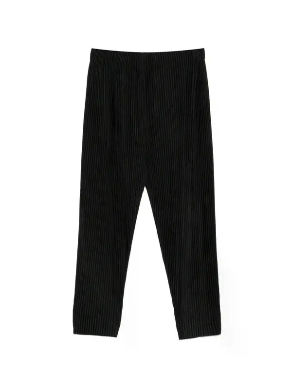 Issey Miyake Pleated Cropped Trousers - Black