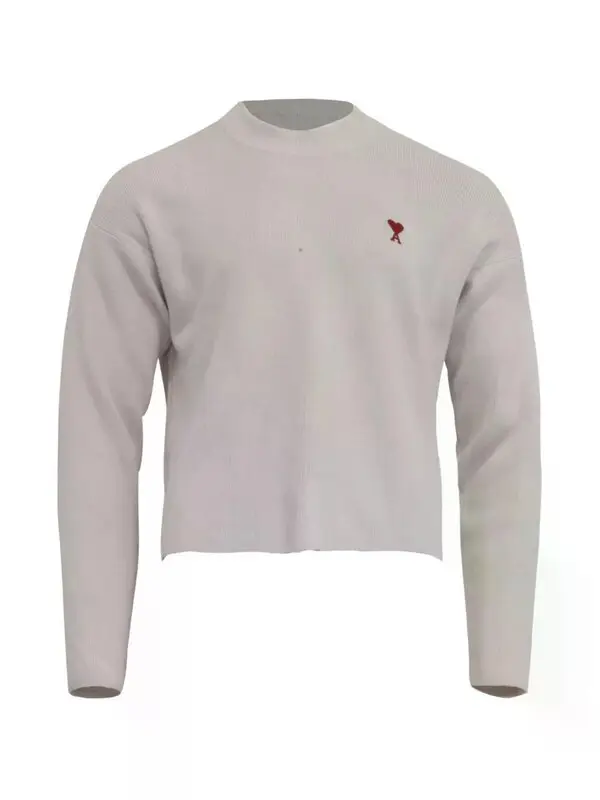 AMI Paris De Coeur Ribbed Knit Sweater - Neutrals