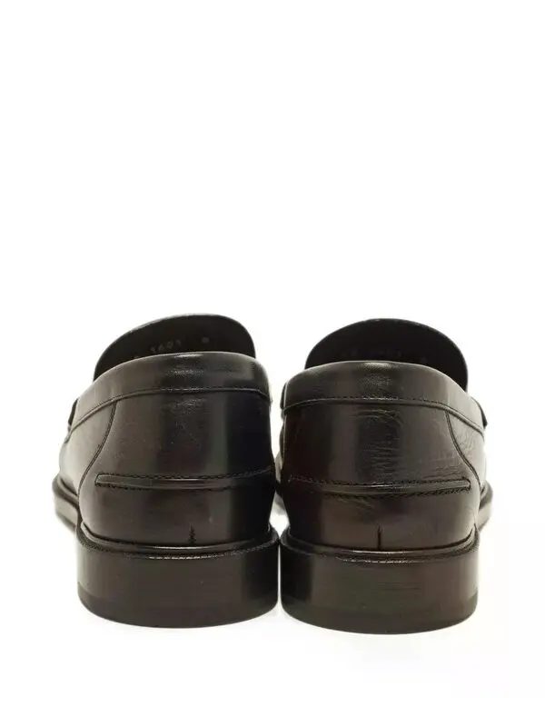 Fendi Leather Ff Plaque Penny Loafers