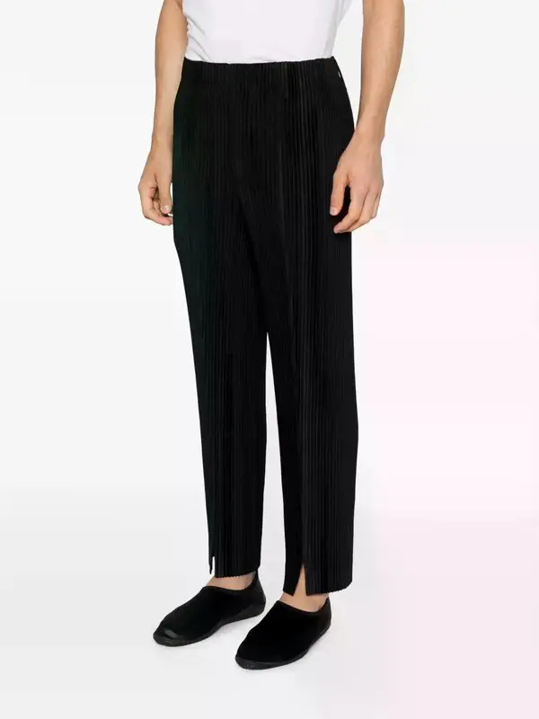 Issey Miyake Pleated Slit-hem Trousers - Black