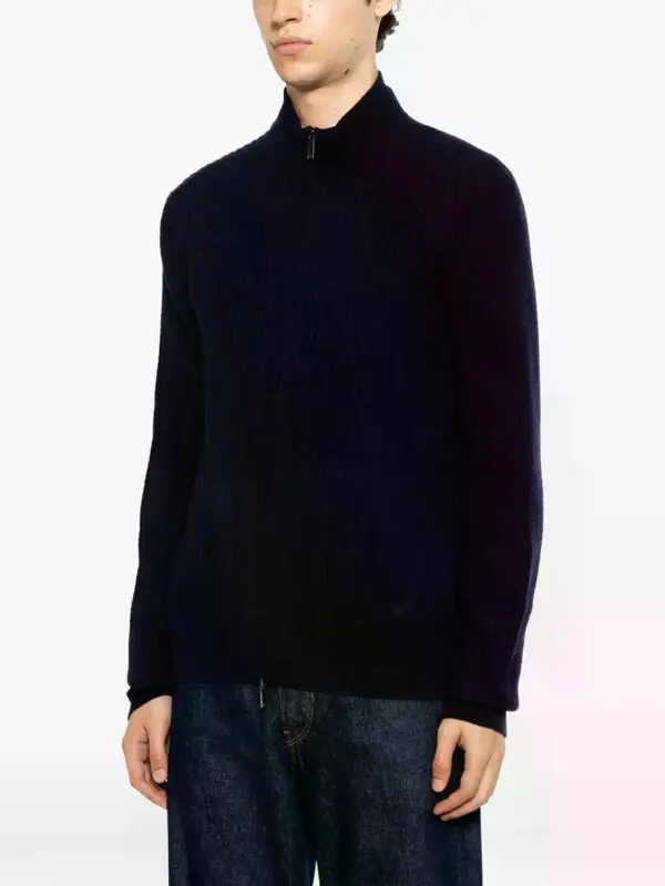 Emporio Armani Ribbed Zip-up Cardigan