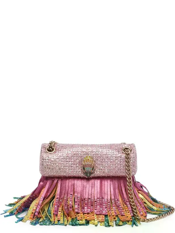 Kurt Geiger Mini Kensington Crystal-embellished Fringed Shoulder Bag - Pink