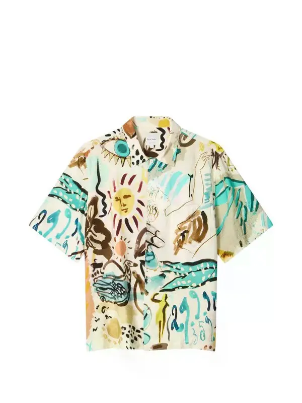 Paul Smith Ink Works Print Viscose-blend Shirt - Neutrals