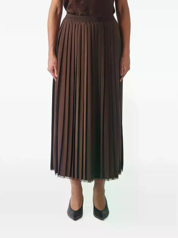 TWINSET Pleated Midi Skirt With Lace Trim
