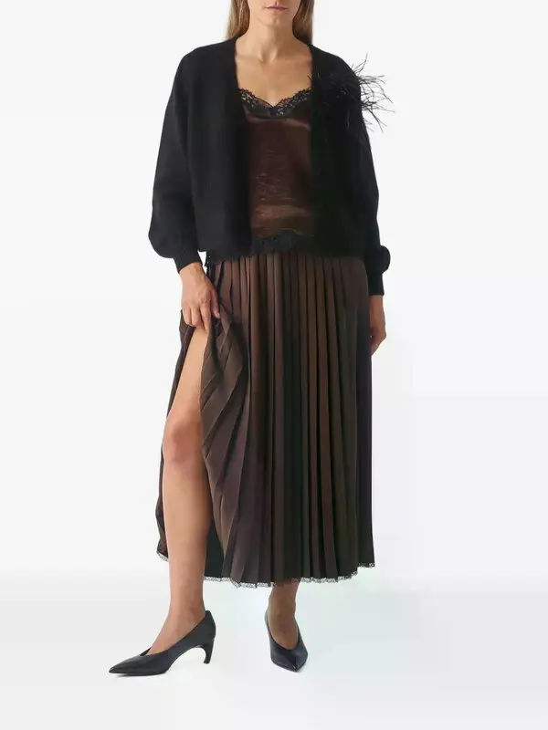 TWINSET Pleated Midi Skirt With Lace Trim