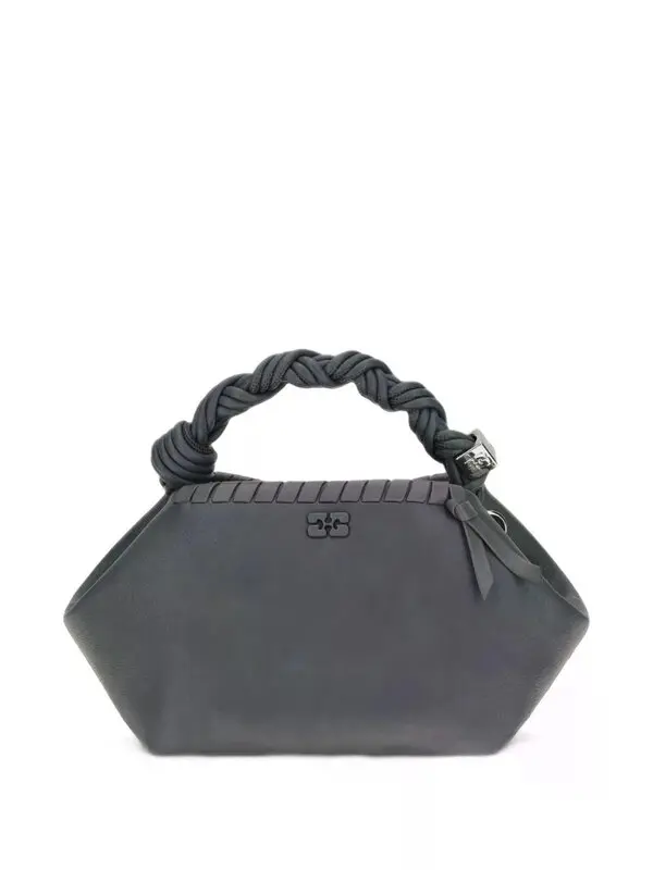 GANNI Braided Tote Bag With Whipstitch Trim - Grey