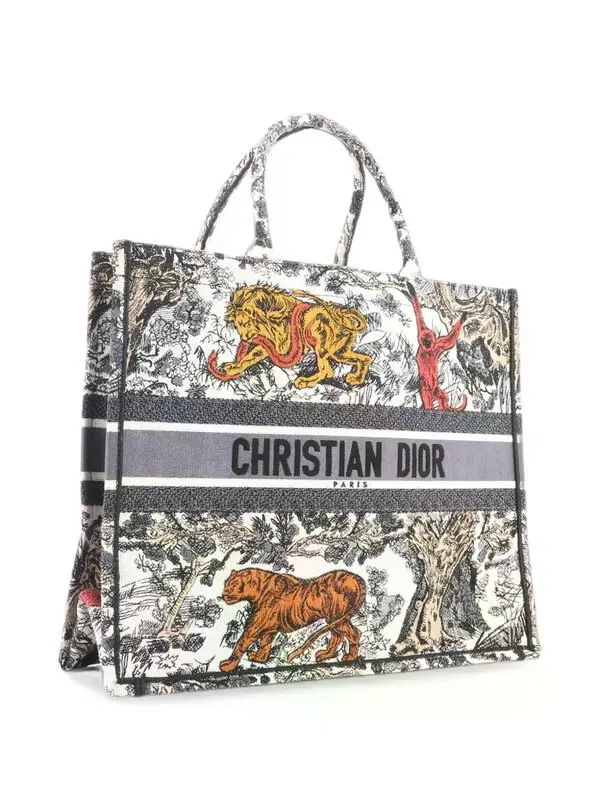 Dior Book Embroidered Canvas Large Tote Bag - Blue