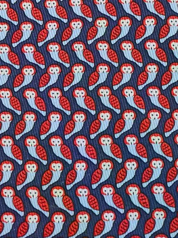 Hermès Chouette Pattern Silk Neck Tie - Blue