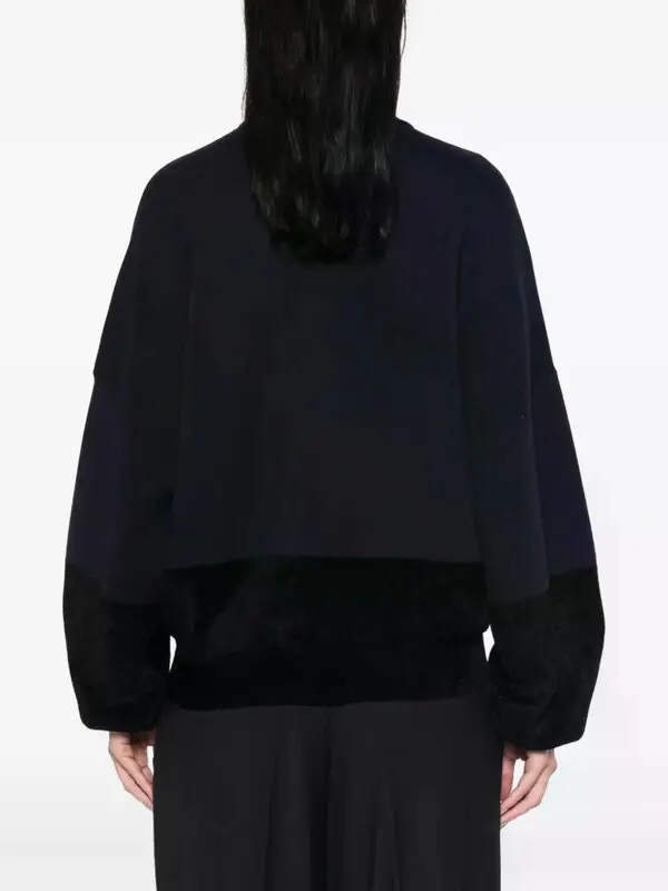 Emporio Armani Logo Embroidered Panelled Crew Neck Sweater