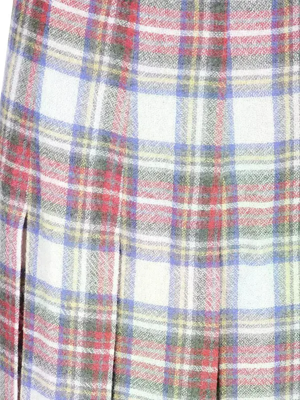 MAISON MARGIELA Plaid Pleated Midi Skirt