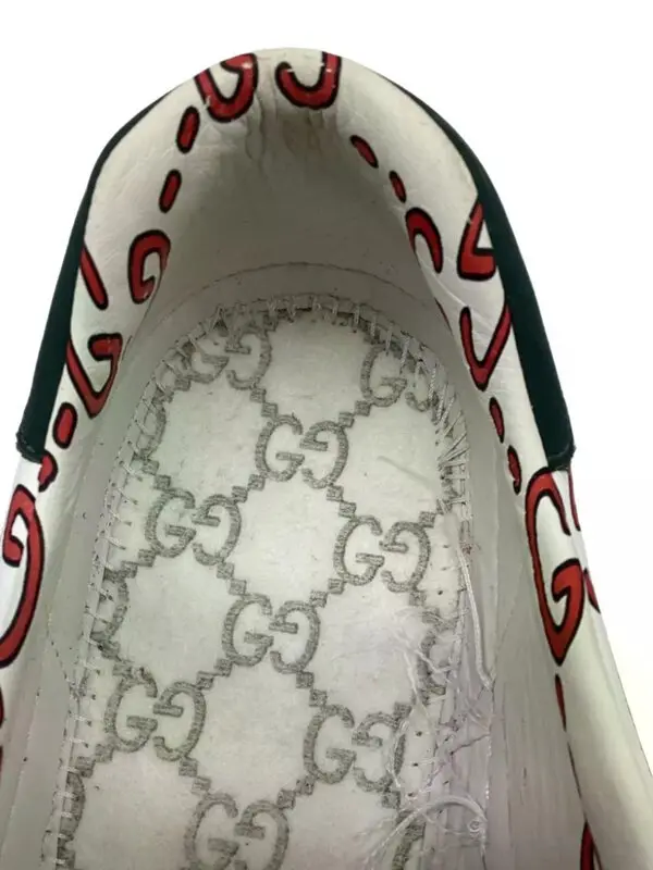 Gucci Ace Gg Print Leather Lace-up Sneakers - White