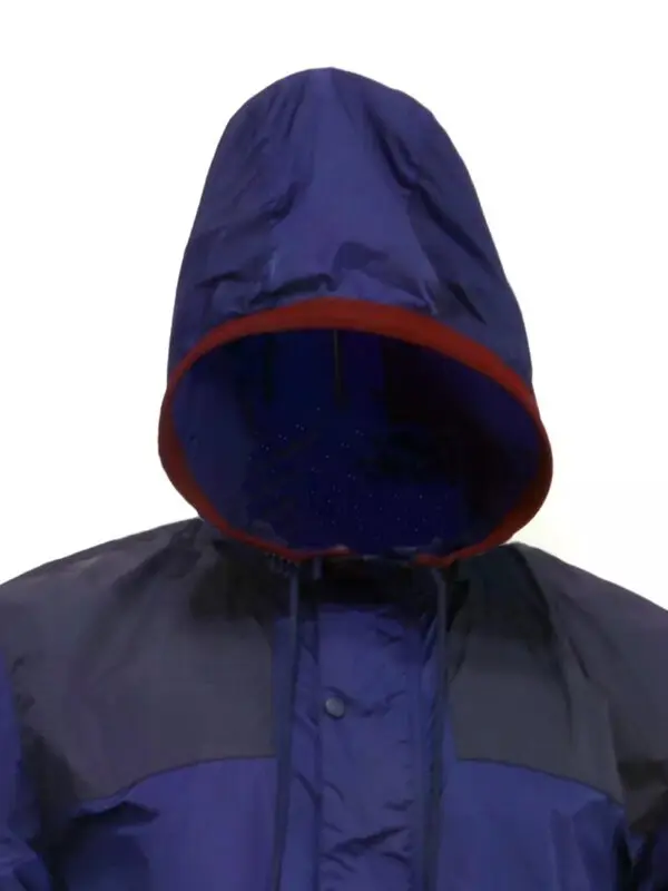 Moncler Hooded Windbreaker With Logo Print - Blue