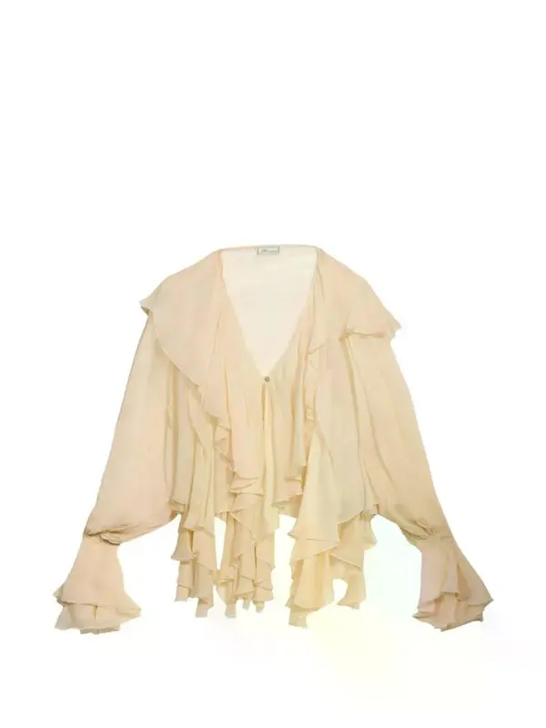 Blumarine Ruffled Crepe De Chine Blouse