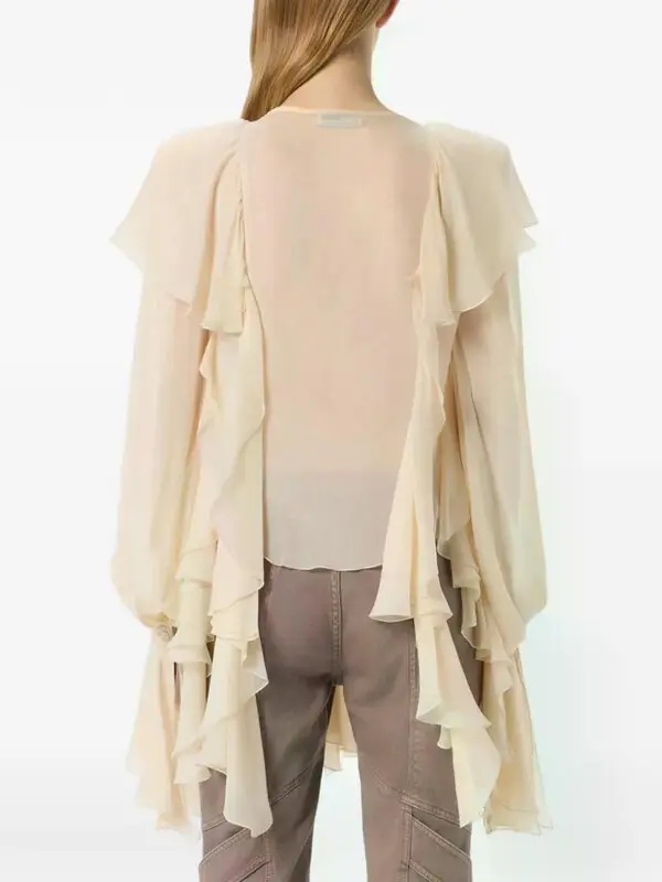 Blumarine Ruffled Crepe De Chine Blouse