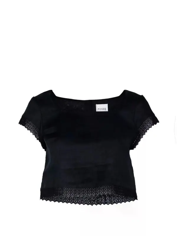 Posse Alfie Lace-trim Cropped Top - Black