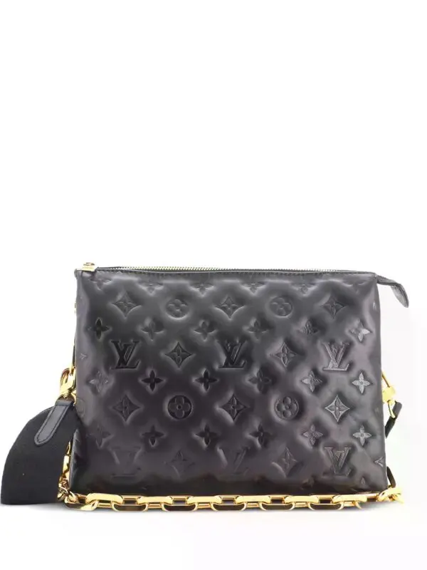 LOUIS VUITTON Coussin Pm Bag Monogram Embossed Lambskin Crossbody - Black