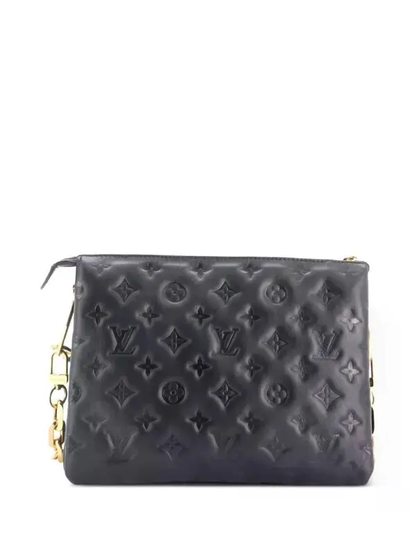 LOUIS VUITTON Coussin Pm Bag Monogram Embossed Lambskin Crossbody - Black