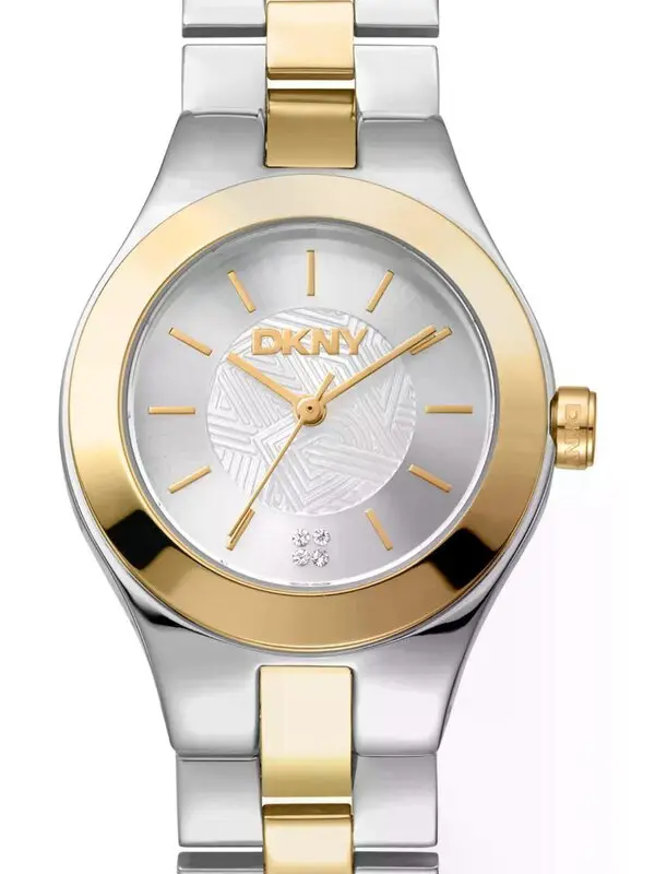 Dkny Two-tone Link Watch With Crystal Embellishment - Silver