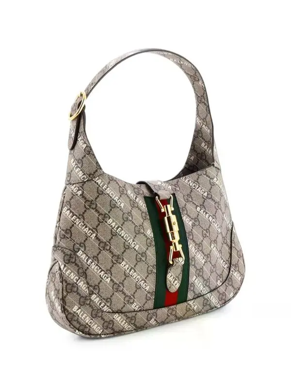 Gucci X Balenciaga The Hacker Project Jackie 1961 Gg Coated Canvas Small Hobo Bag - Brown