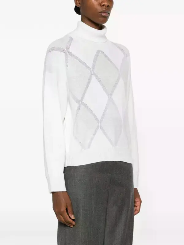 Peserico Argyle Roll-neck Sweater