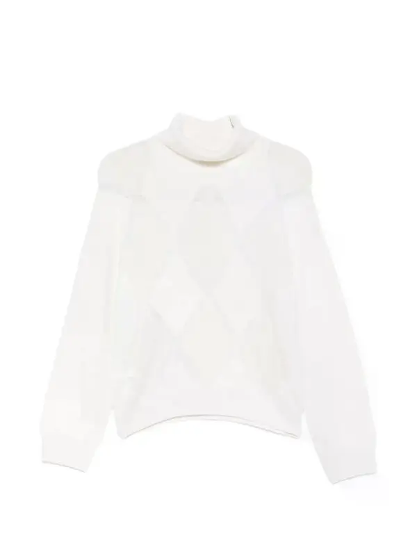 Peserico Argyle Roll-neck Sweater - White