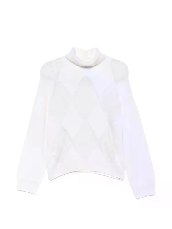 Peserico Argyle Roll-neck Sweater - White