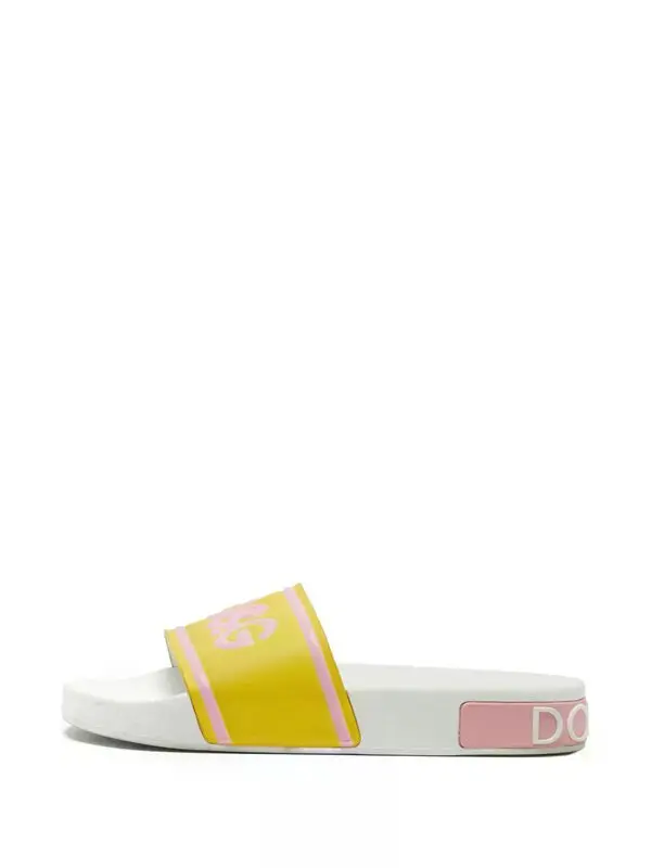 Dolce & Gabbana Heart Print Slides - Yellow