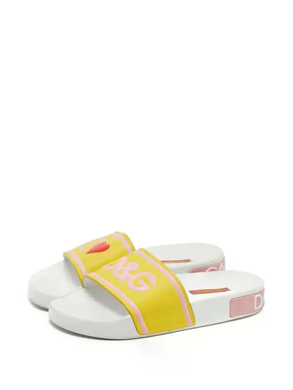 Dolce & Gabbana Heart Print Slides - Yellow