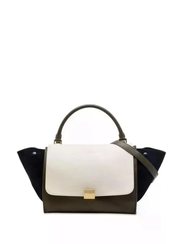 Celine Medium Tricolor Leather Trapeze Satchel