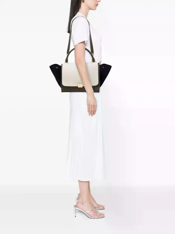 Celine Medium Tricolor Leather Trapeze Satchel