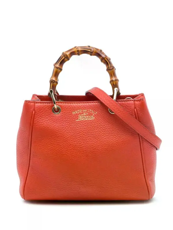 Gucci 2016-2026 Mini Calfskin Bamboo Shopper Satchel - Orange