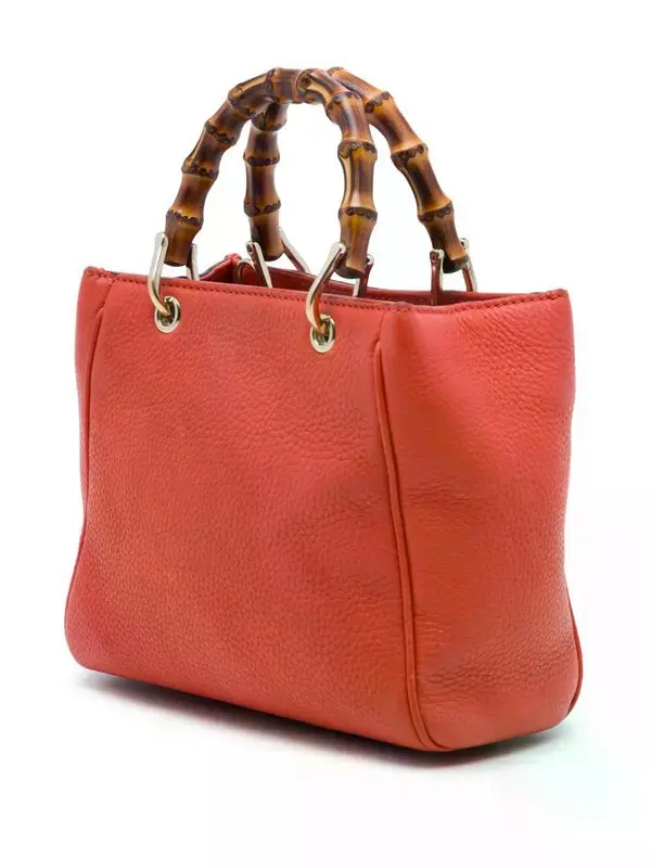Gucci Calfskin Bamboo Shopper Satchel - Orange