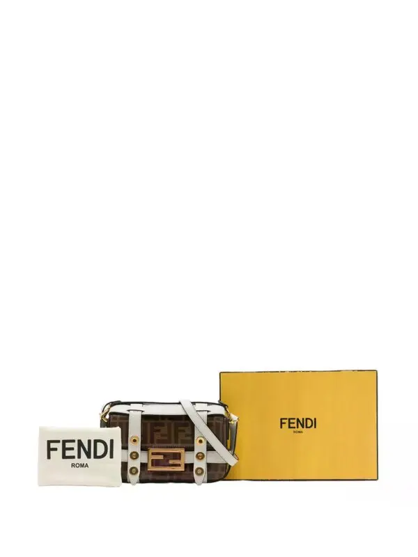 Fendi 2010-2026 Mini Zucca Coated Canvas Cage Baguette Satchel