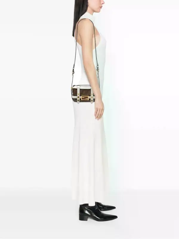 Fendi Mini Zucca Coated Canvas Cage Baguette Satchel - Brown