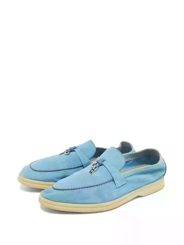 Loro Piana Summer Charms Walk Loafers Suede - Blue