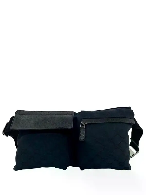 Gucci Gg Canvas Double Pocket Belt Bag - Blue