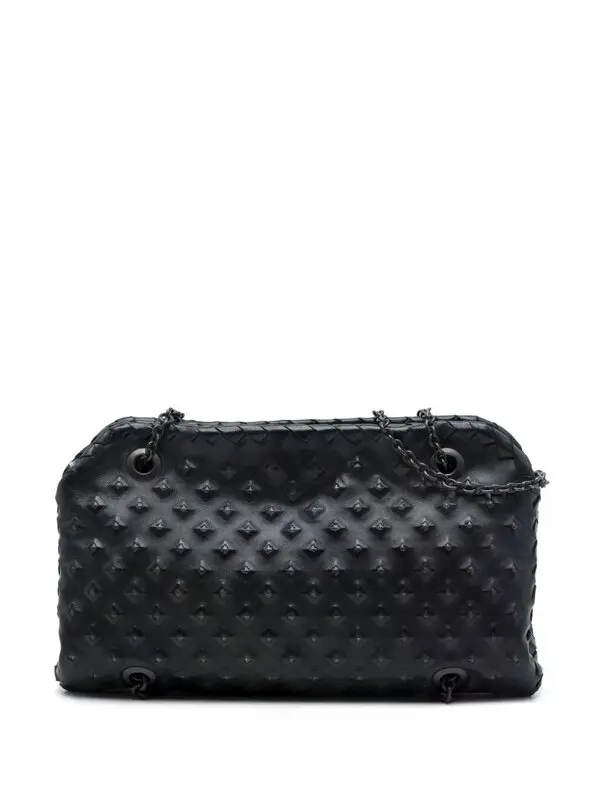 Bottega Veneta 2012-2026 Intrecciato Trimmed Nappa Studded Duo Shoulder Bag - Black