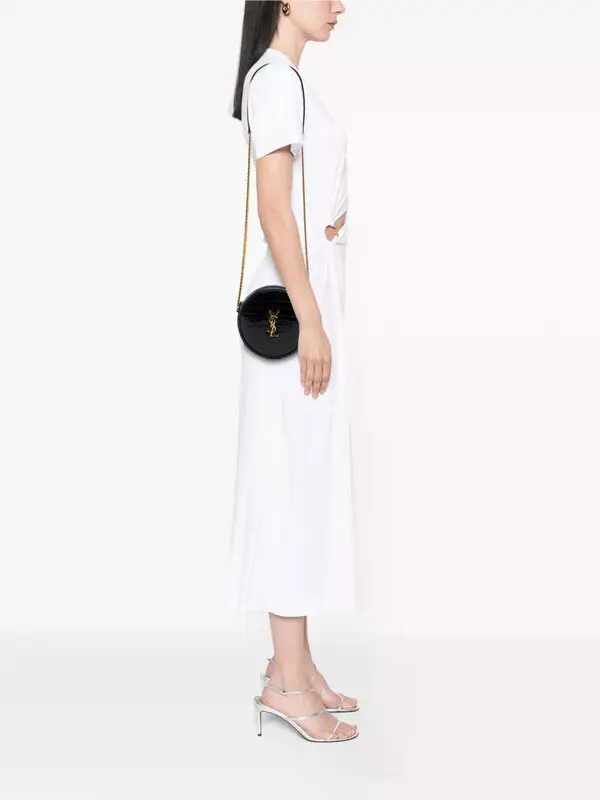 Saint Laurent Croc Embossed Patent Leather Camera Bag