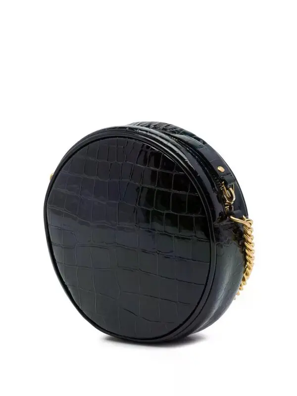 Saint Laurent Croc Embossed Patent Leather Camera Bag