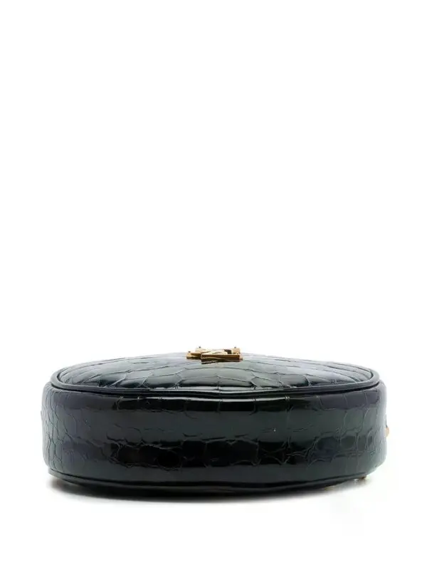 Saint Laurent Croc Embossed Patent Leather Camera Bag