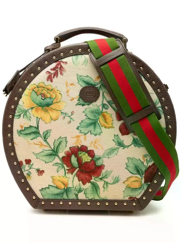 Gucci 2000-2015 Gg Canvas Web Flora Round Satchel