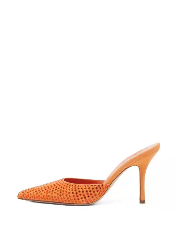 Paris Texas Hollywood Crystal-embellished Mules - Orange