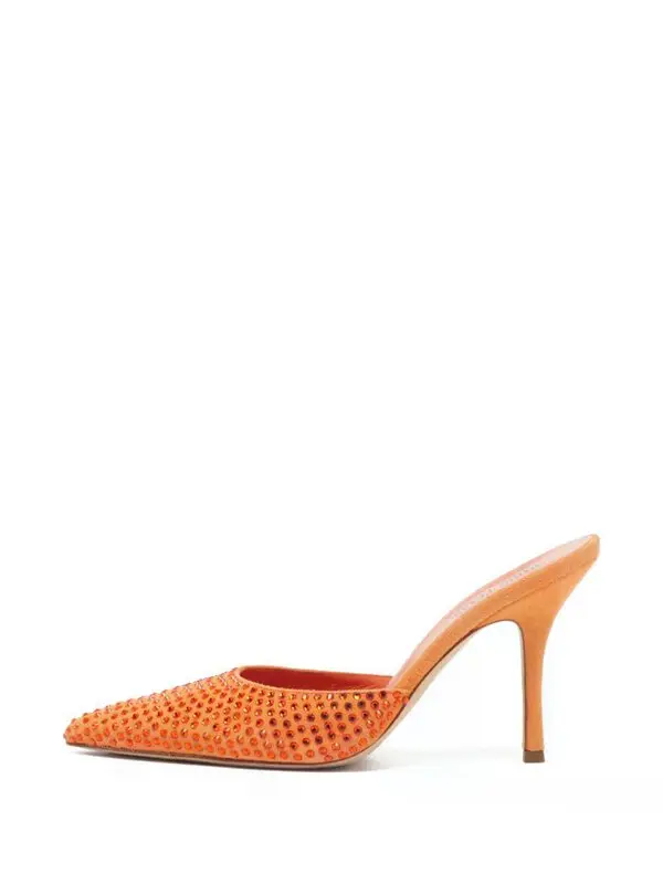 Paris Texas Embellished Stiletto Mules - Orange