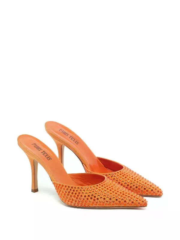 Paris Texas Embellished Stiletto Mules - Orange