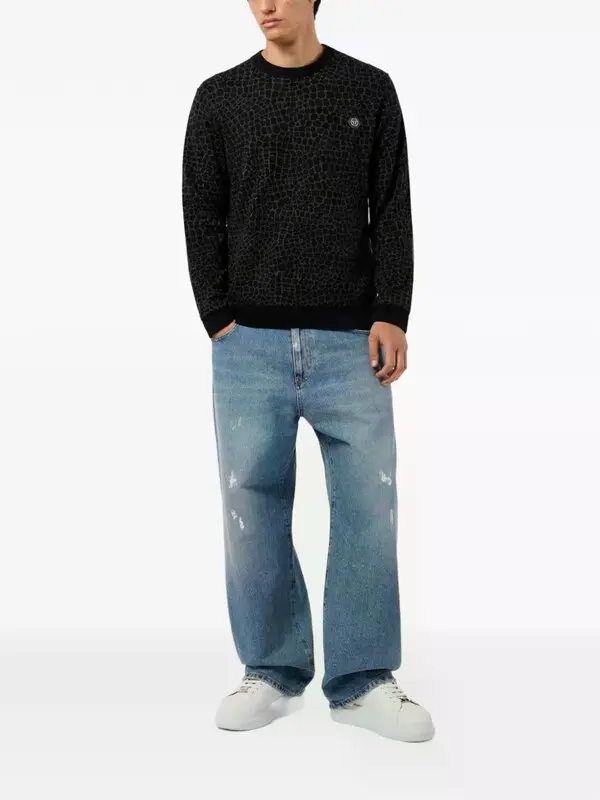Philipp Plein Wool Cashmere Round-neck Pullover Cocco