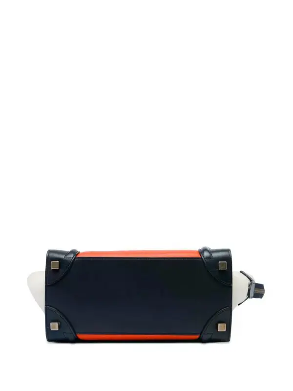 Celine 2014 Micro Tricolor Leather Luggage Tote Bag - Orange