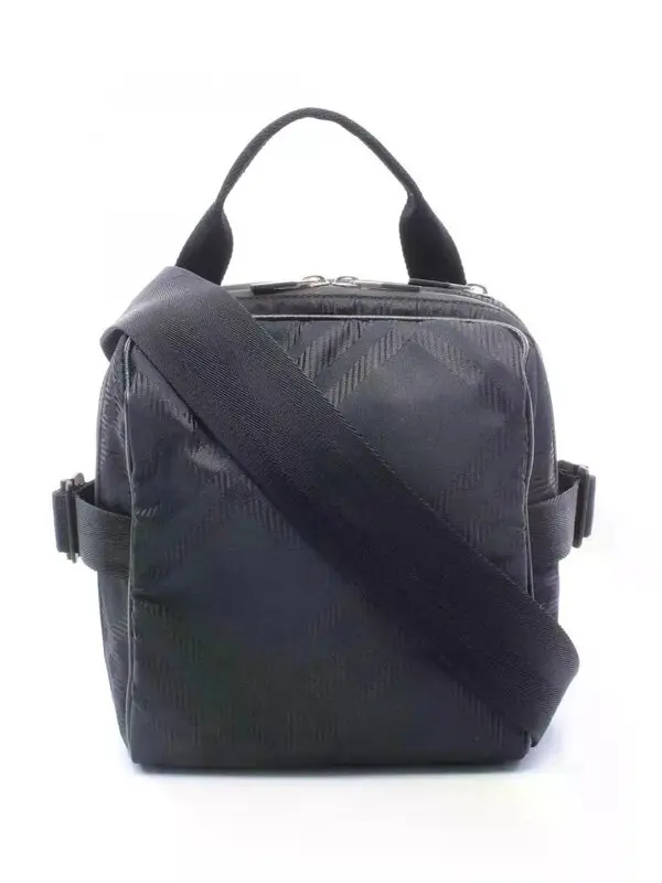 Burberry Nylon Checked Satchel - Black