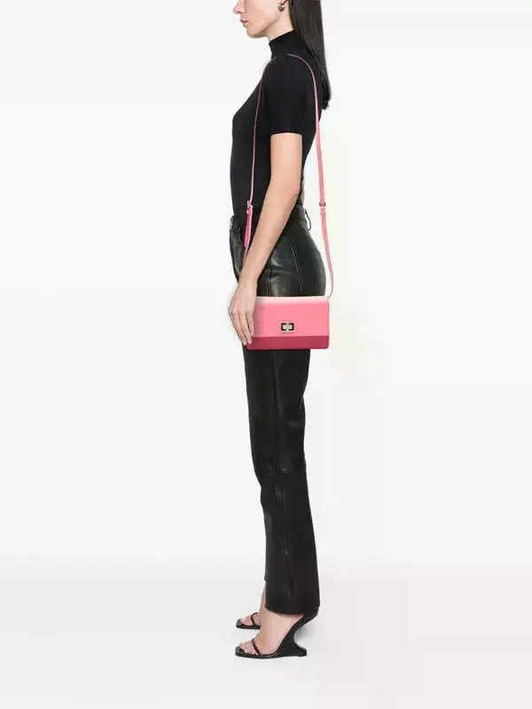 Prada Saffiano Leather Turn Lock Wallet On Strap Crossbody Bag - Pink