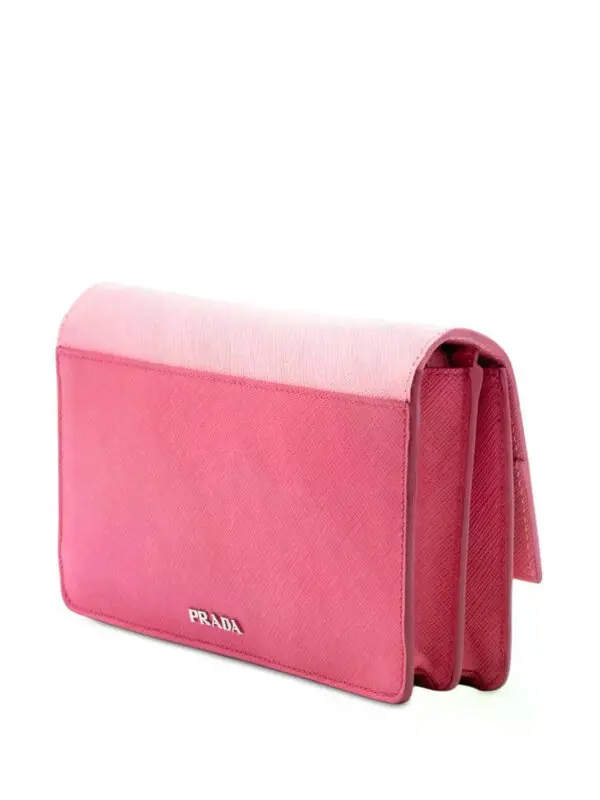 Prada Saffiano Leather Turn Lock Wallet On Strap Crossbody Bag