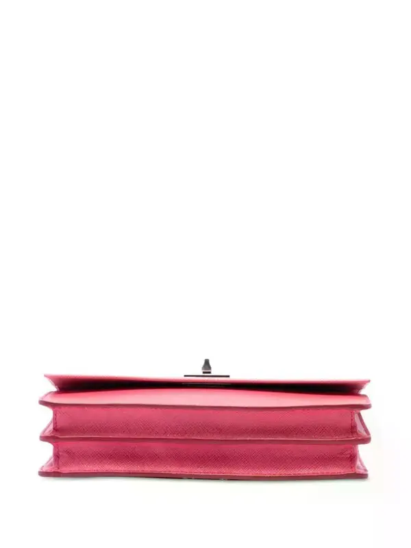 Prada Saffiano Leather Turn Lock Wallet On Strap Crossbody Bag